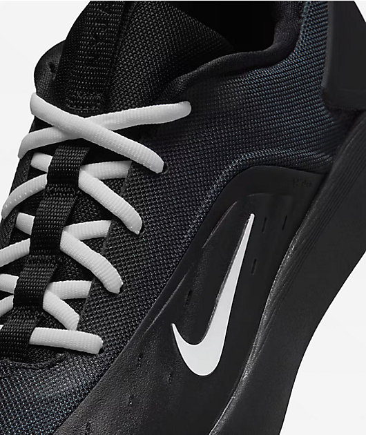 Nike SB Zoom Nyjah 4 Black & White Skate Shoes | Zumiez