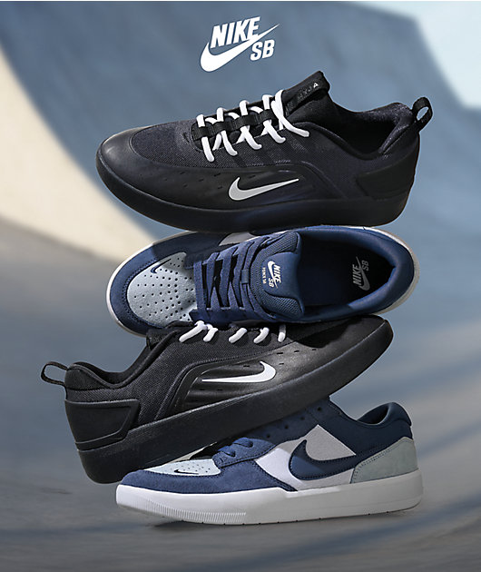 Nike SB Zoom Nyjah 4 Black & White Skate Shoes | Zumiez