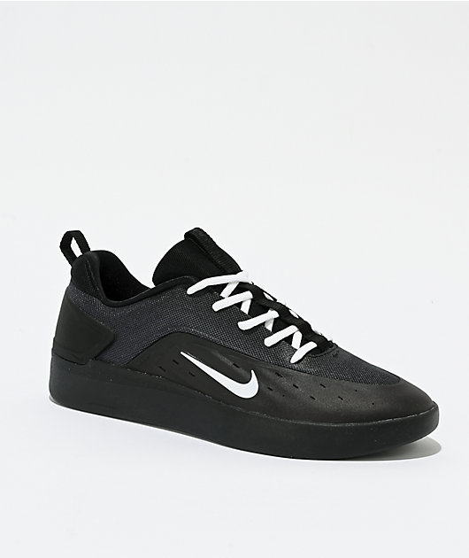 Nike SB Zoom Nyjah 4 Black & White Skate Shoes | Zumiez