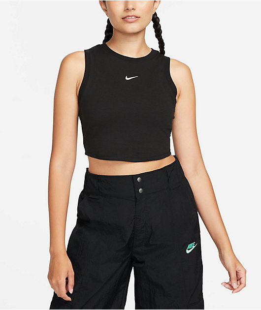 Nike Sportswear Chill Knit Black Ribbed Crop Tank Top | Zumiez