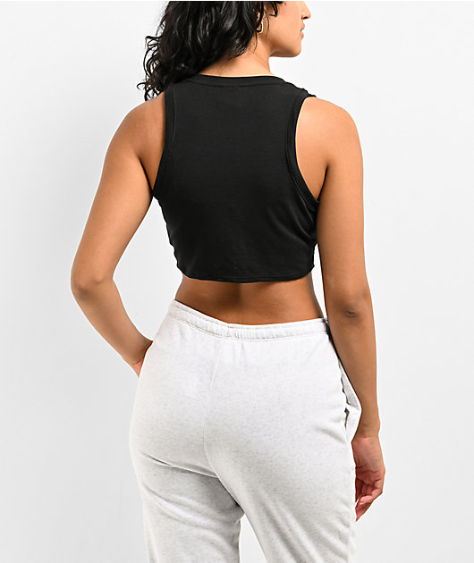 Nike Sportswear Chill Knit Black Ribbed Crop Tank Top | Zumiez