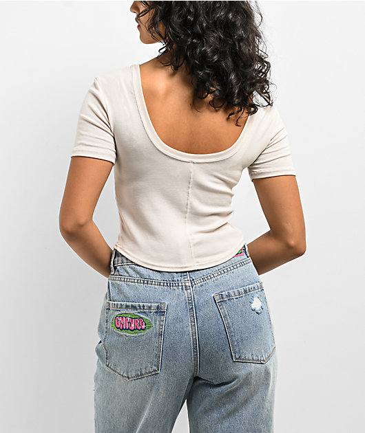 Nike Sportswear Chill Knit Mini Rib Natural T-Shirt | Zumiez