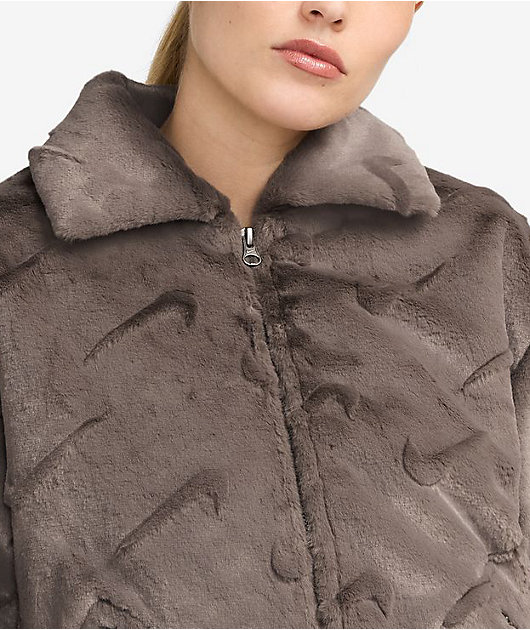 Nike Sportswear Essential Faux Fur Brown Jacket | Zumiez