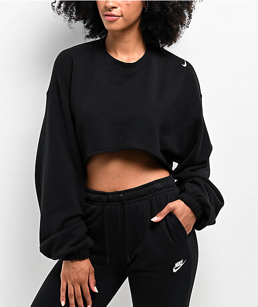 Nike Sportswear French Terry Black Oversized Shrug Sweatshirt | Zumiez
