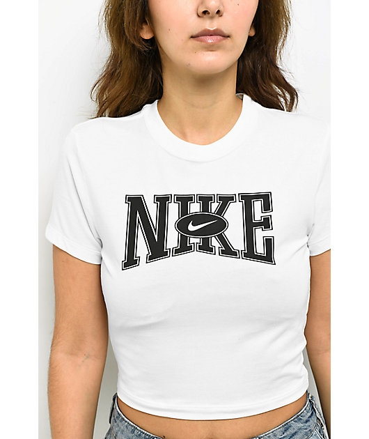 Nike Sportswear Street Logo White Slim Crop T-Shirt | Zumiez