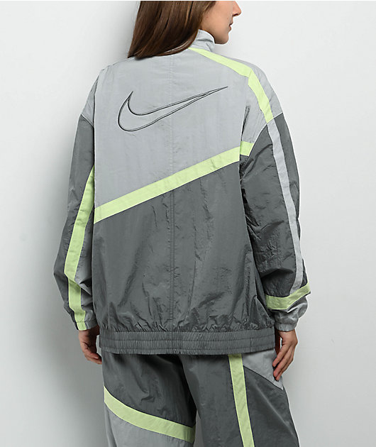 Nike Sportswear Street Woven Grey & Light Green Zip Track Jacket | Zumiez