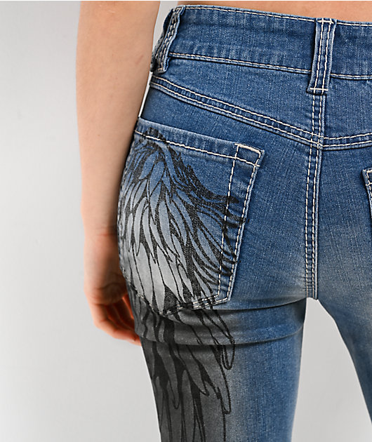 Ninth Hall Alyssia Wings Rider Light Blue Wash Mid Rise Bootcut Jeans ...