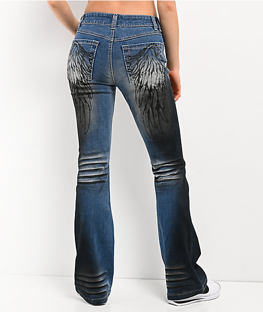 Ninth Hall Alyssia Wings Rider Light Blue Wash Mid Rise Bootcut Jeans ...