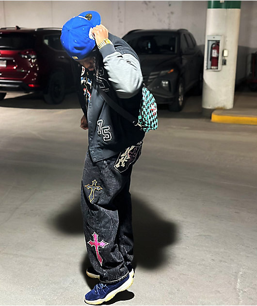 Ninth Hall Ambush Crosses Black Wash Loose Fit Jeans | Zumiez