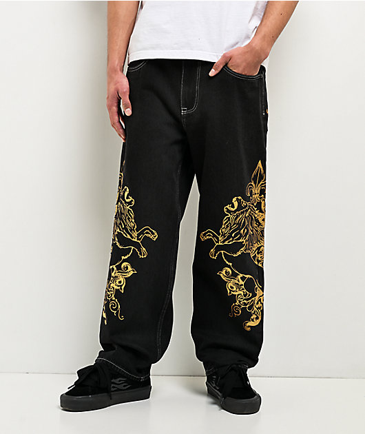 Ninth Hall Ambush Fleur De Lion Black Wash Loose Fit Jeans | Zumiez