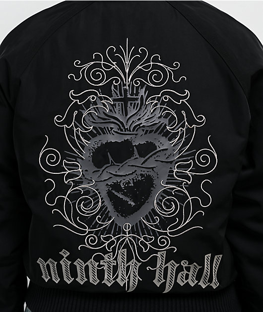 Ninth Hall Ayla Faux Fur Trim Black Hooded Bomber Jacket | Zumiez