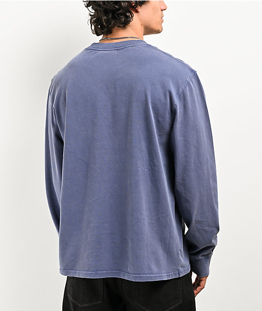 Ninth Hall Fundamentals Blue Wash Boxy Long Sleeve T-Shirt | Zumiez
