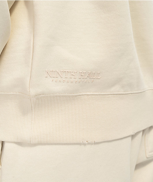 Ninth Hall Fundamentals Cream Distressed Hoodie