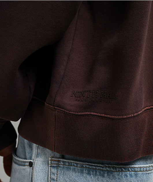 Ninth Hall Fundamentals Dark Brown Wash Oversized Hoodie | Zumiez