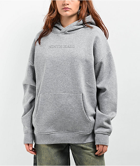 Ninth Hall Fundamentals Geena Logo Heather Grey Oversized Hoodie | Zumiez