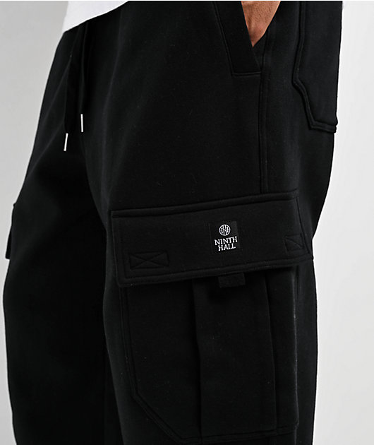 Ninth Hall Fundamentals Stash Black Baggy Cargo Sweatpants | Zumiez