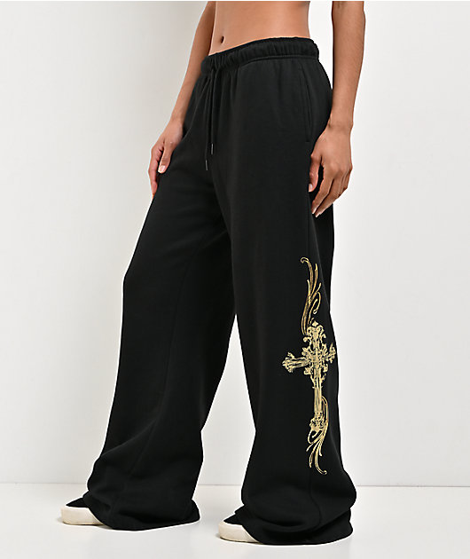 Ninth Hall MTT Black Wide Leg Sweatpants | Zumiez