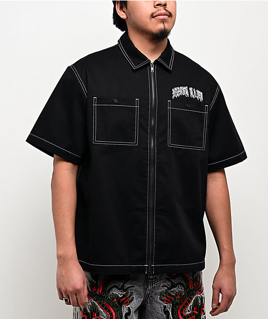 Ninth Hall Salvation Black Boxy Work Shirt | Zumiez