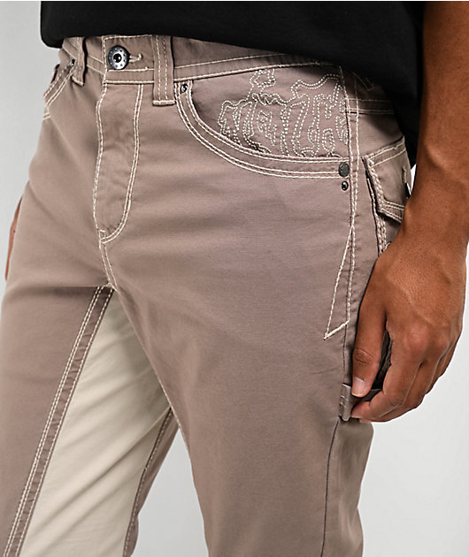 Ninth Hall Signal Stacked Painter Flare Taupe Grey Pants | Zumiez