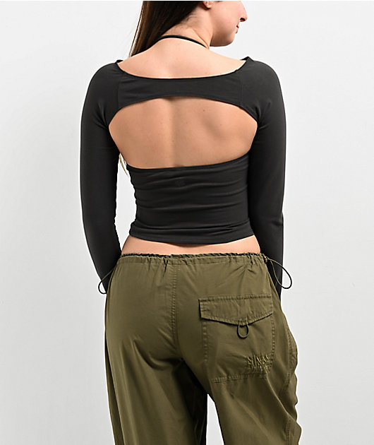 Ninth Hall Tirza Dark Grey Shrug Crop Halter Top Set | Zumiez