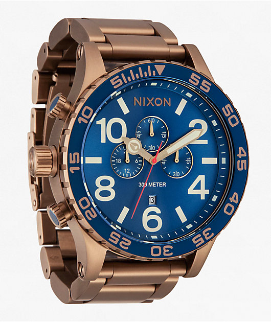 Nixon 51-30 Chrono Desert Gold & Arles Blue Analog Watch | Zumiez