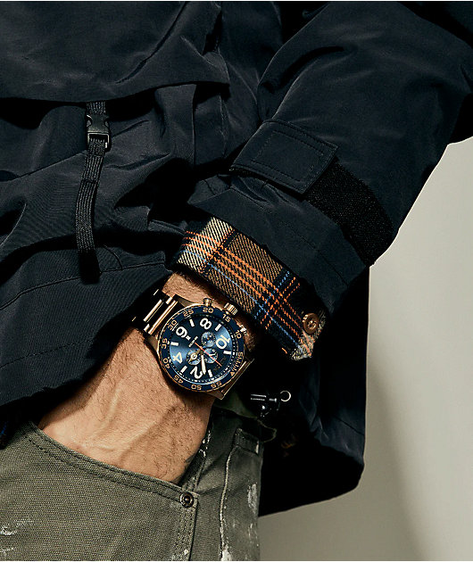 Nixon 51-30 Chrono Desert Gold & Arles Blue Analog Watch | Zumiez
