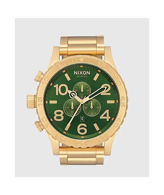 Nixon 51-30 Chrono Gold & Green Sunray Blue Analog Watch | Zumiez