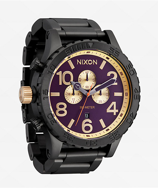 Nixon 51-30 Chrono Gunmetal & Blackberry Analog Watch | Zumiez