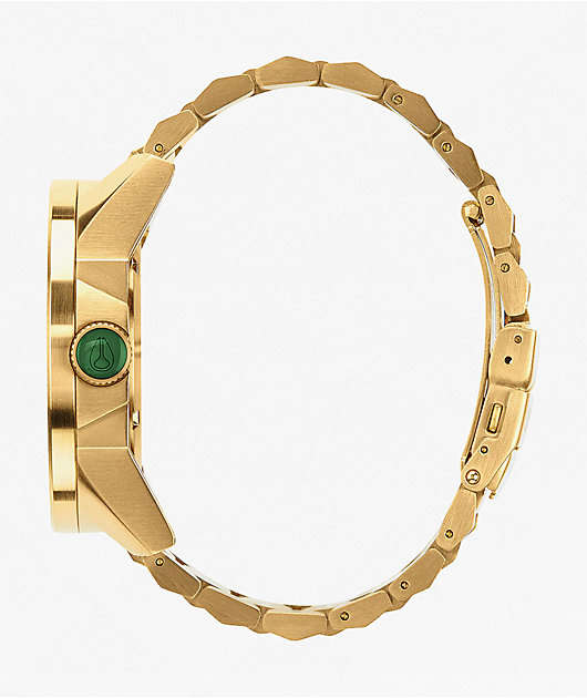 Nixon Corporal Stainless Steel Gold & Green Sunray Analog Watch | Zumiez