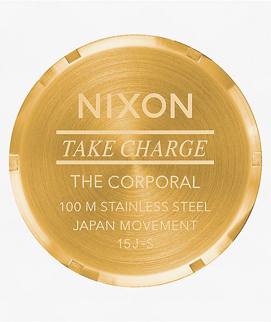 Nixon Corporal Stainless Steel Gold & Green Sunray Analog Watch | Zumiez