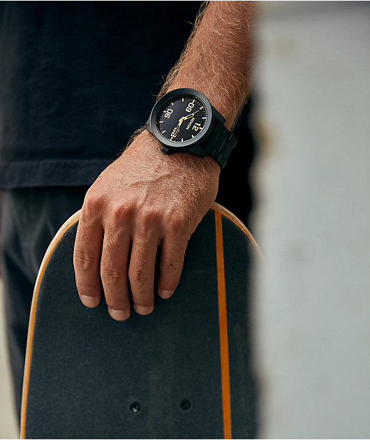 Nixon Corporal Stainless Steel Gold & Green Sunray Analog Watch | Zumiez
