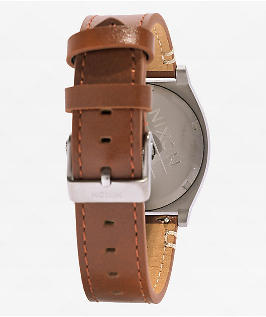 Nixon Time Teller Leather Light Gunmetal, Basalt & Sienna Analog Watch ...
