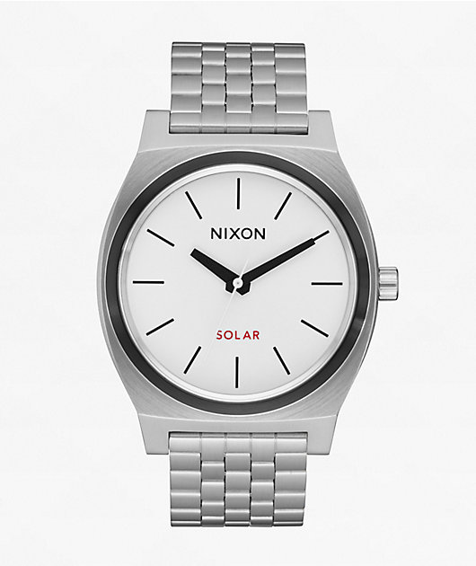 Nixon Time Teller Solar Silver & White Lume Analog Watch | Zumiez