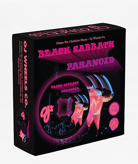OJ x Black Sabbath Paranoid Chubbies 56mm 99a Black Skateboard Wheels ...