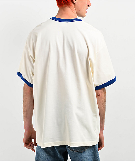 Obey Bigwig For Lovers White & Blue Ringer T-Shirt | Zumiez