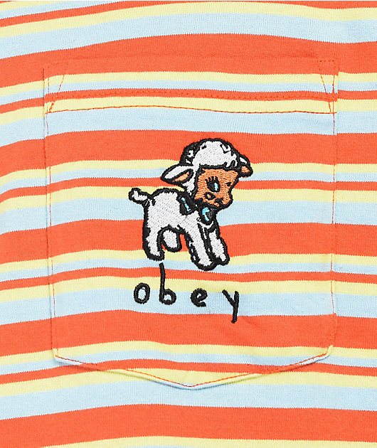 Obey Doe Orange Stripe Pocket T-Shirt | Zumiez