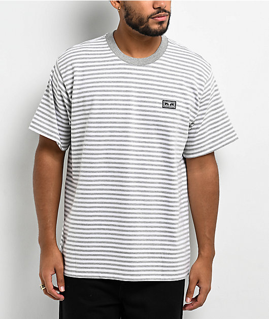 Obey Est. Work Eyes Ash Grey Stripe T-Shirt | Zumiez
