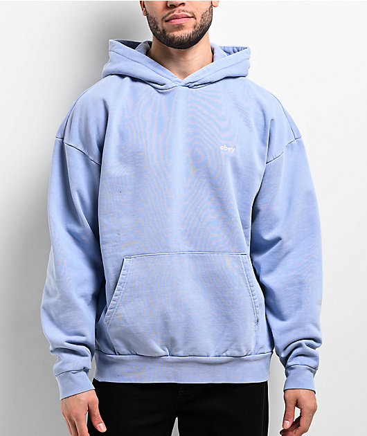 Obey Lowercase Light Blue Wash Hoodie | Zumiez