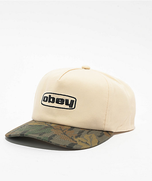 Obey Rankin Natural & Camo Snapback Hat | Zumiez