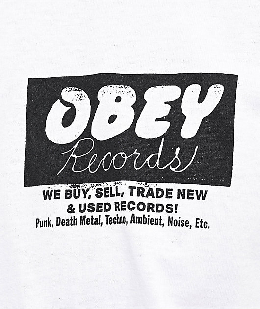 Obey Records Buy Sell Trade White T-Shirt | Zumiez