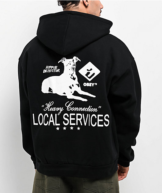 Obey Services Extra Heavy Black Hoodie | Zumiez