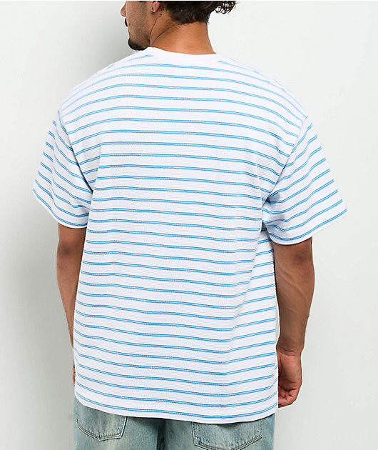 Obey Striped White & Blue Knit T-Shirt | Zumiez