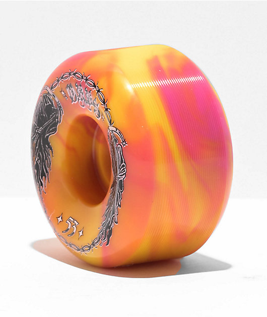 Orbs Wheels Specters Swirls Reaper 53mm 99a Pink & Yellow Skateboard ...