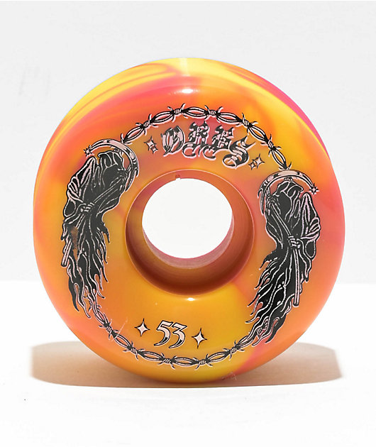 Orbs Wheels Specters Swirls Reaper 53mm 99a Pink & Yellow Skateboard ...