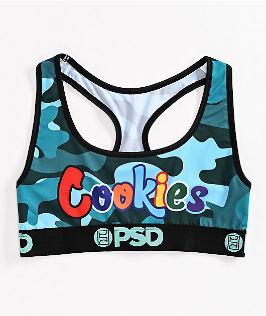 PSD x Cookies Blue Camo Sports Bra | Zumiez