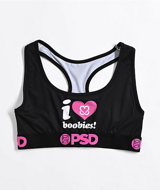 PSD x Keep A Breast Foundation I Heart Boobies Black Sports Bra | Zumiez