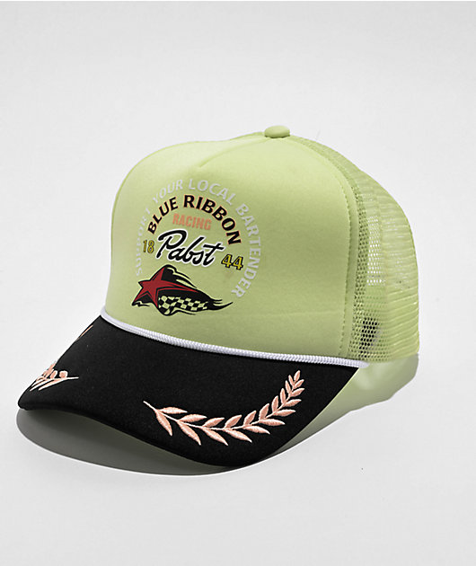 Pabst Blue Ribbon Racing Green & Black Trucker Hat | Zumiez