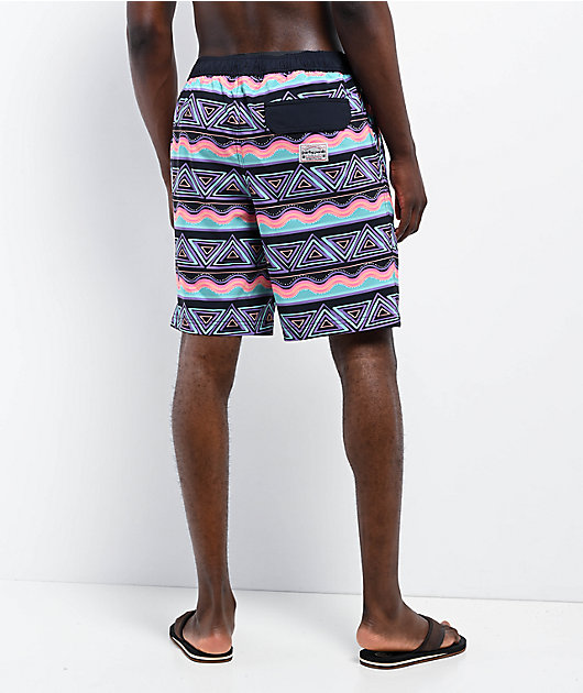 Party Pants Fiesta Stripes Black Board Shorts | Zumiez