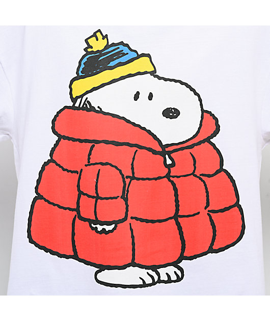 Peanuts Snoopy Puffer White T-Shirt | Zumiez