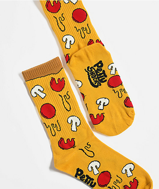 Petty Snacks Pizza Yellow Crew Socks | Zumiez